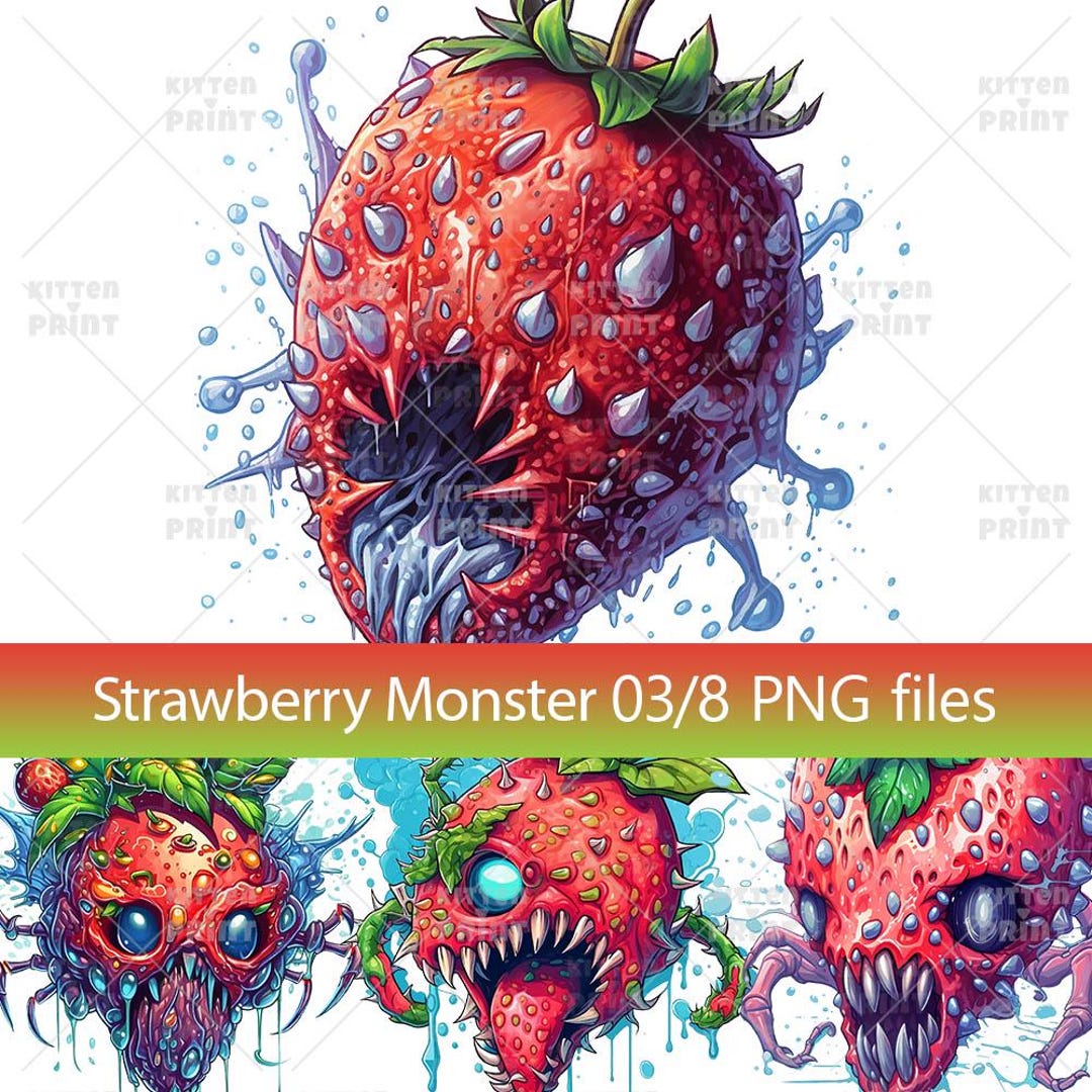Strawberry Horror Pack, Sweet Berry Party, Apocalypse Clipart, Zombie ...