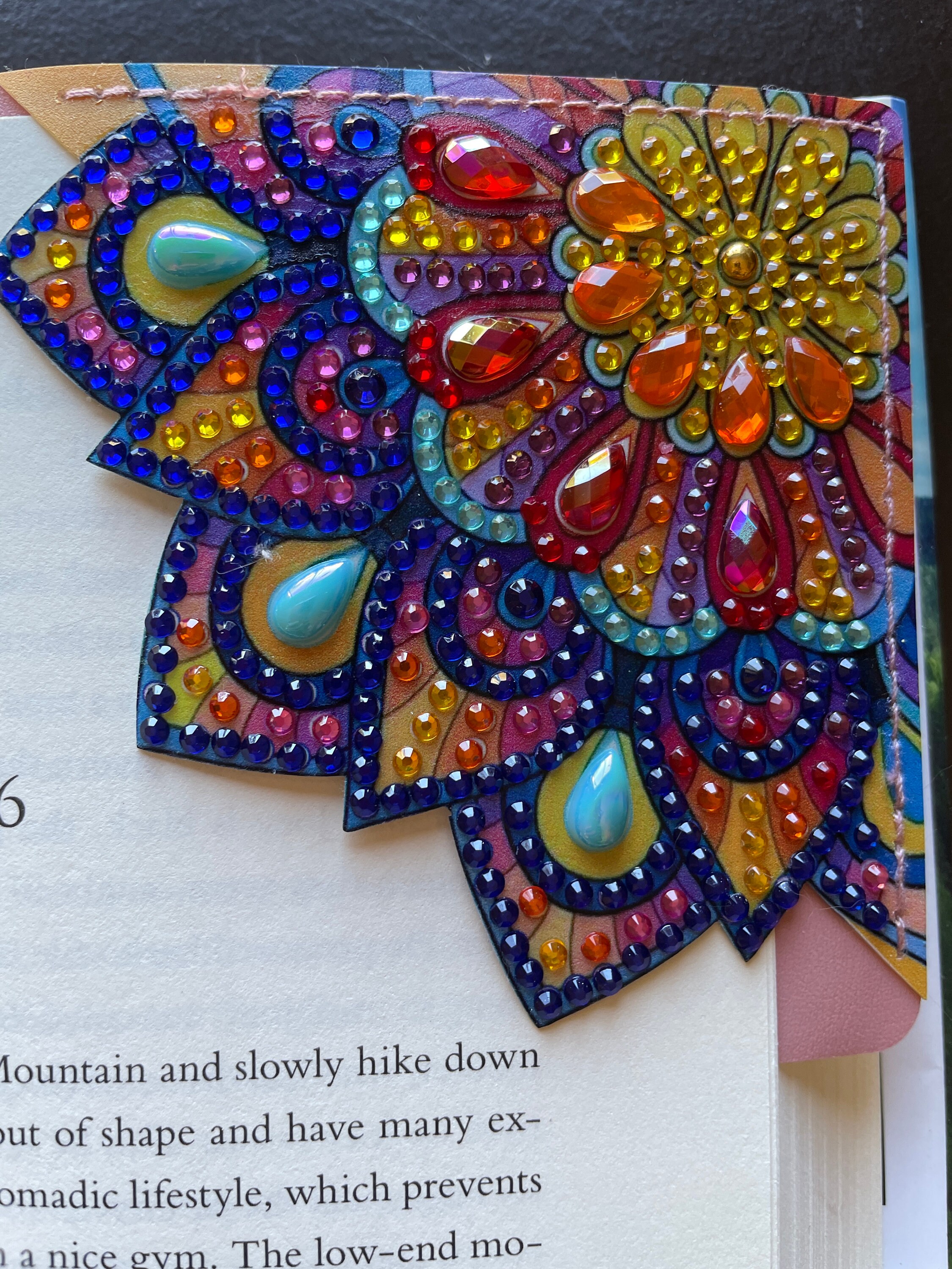 Corner Beaded Bookmark, Navy and Blue Diamond Art Bookmark, Leather ...
