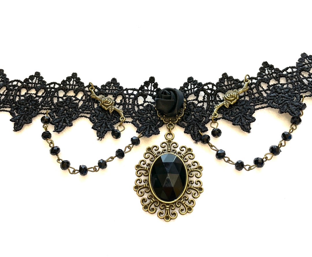 Black Lace Choker, Gothic Choker, Vintage Choker, Victorian Choker ...