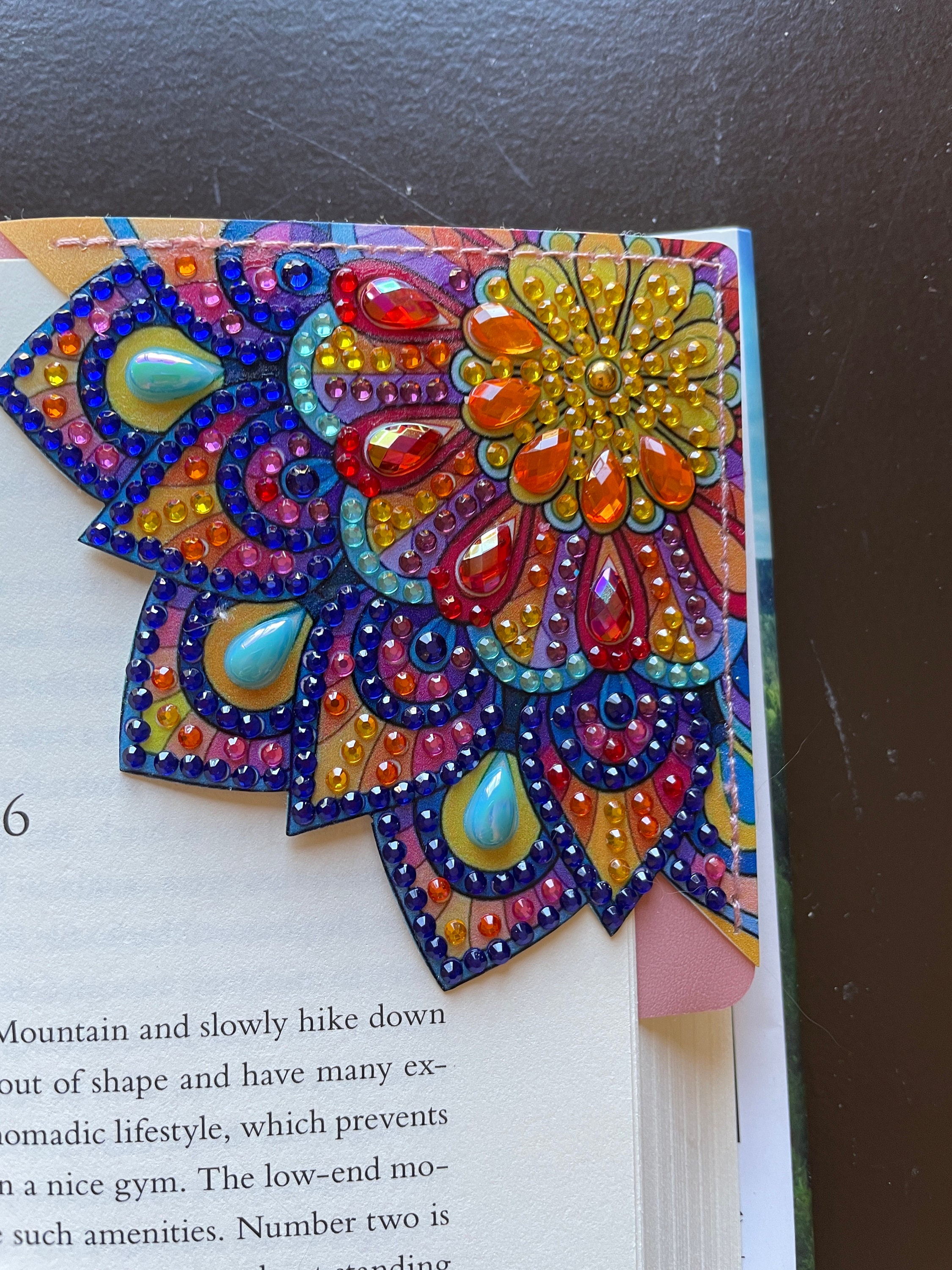 Corner Beaded Bookmark, Navy and Blue Diamond Art Bookmark, Leather ...
