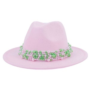 Pink and Green Pearl Band Fedora Hats - Etsy