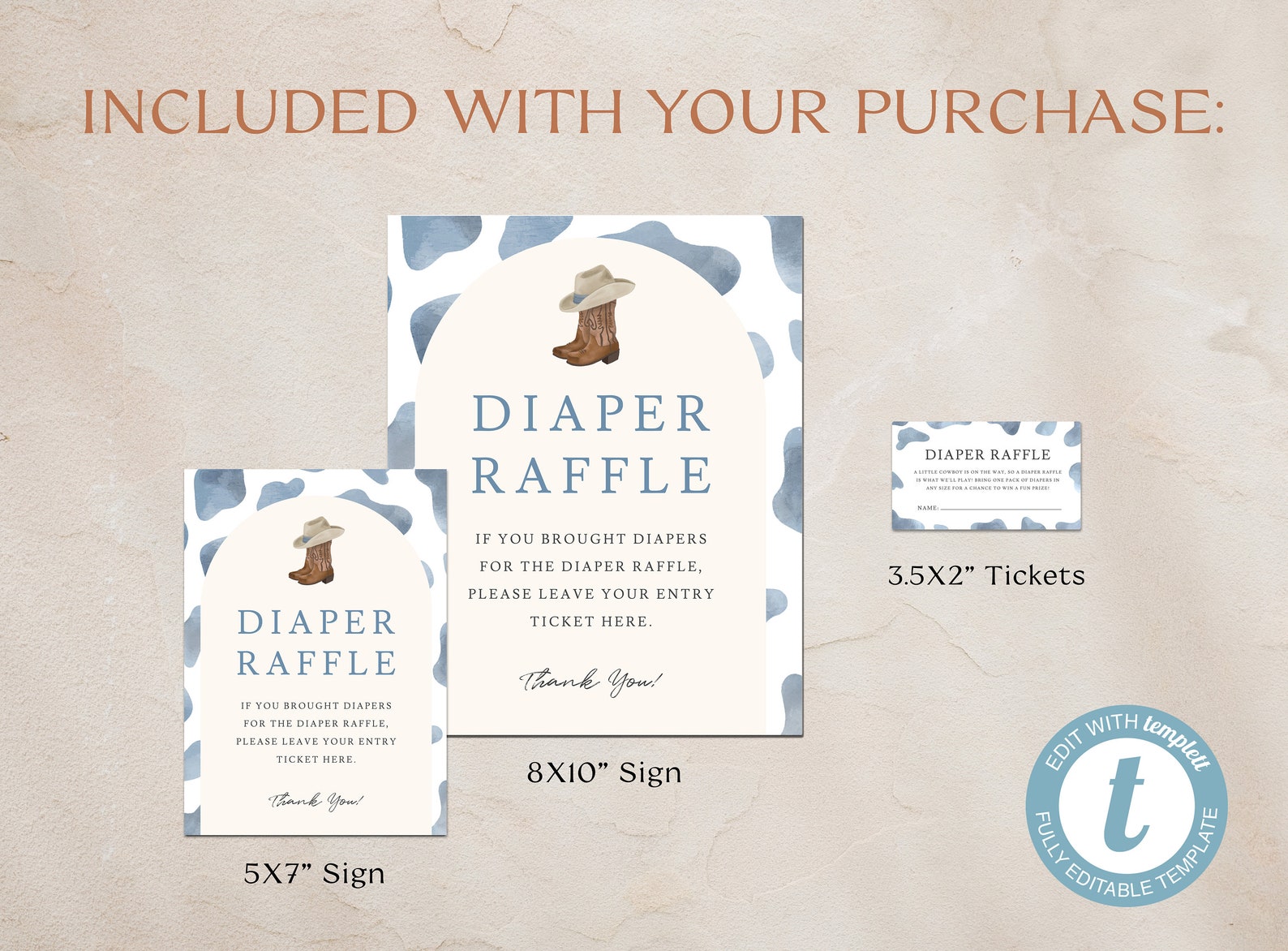 Diaper Raffle Sign Cowboy Baby Shower Activity | Fun Baby Shower Game ...