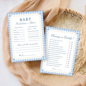 Baby Boy Shower Games Bundle, Fun Activity Printable Kit, Blue Gingham ...