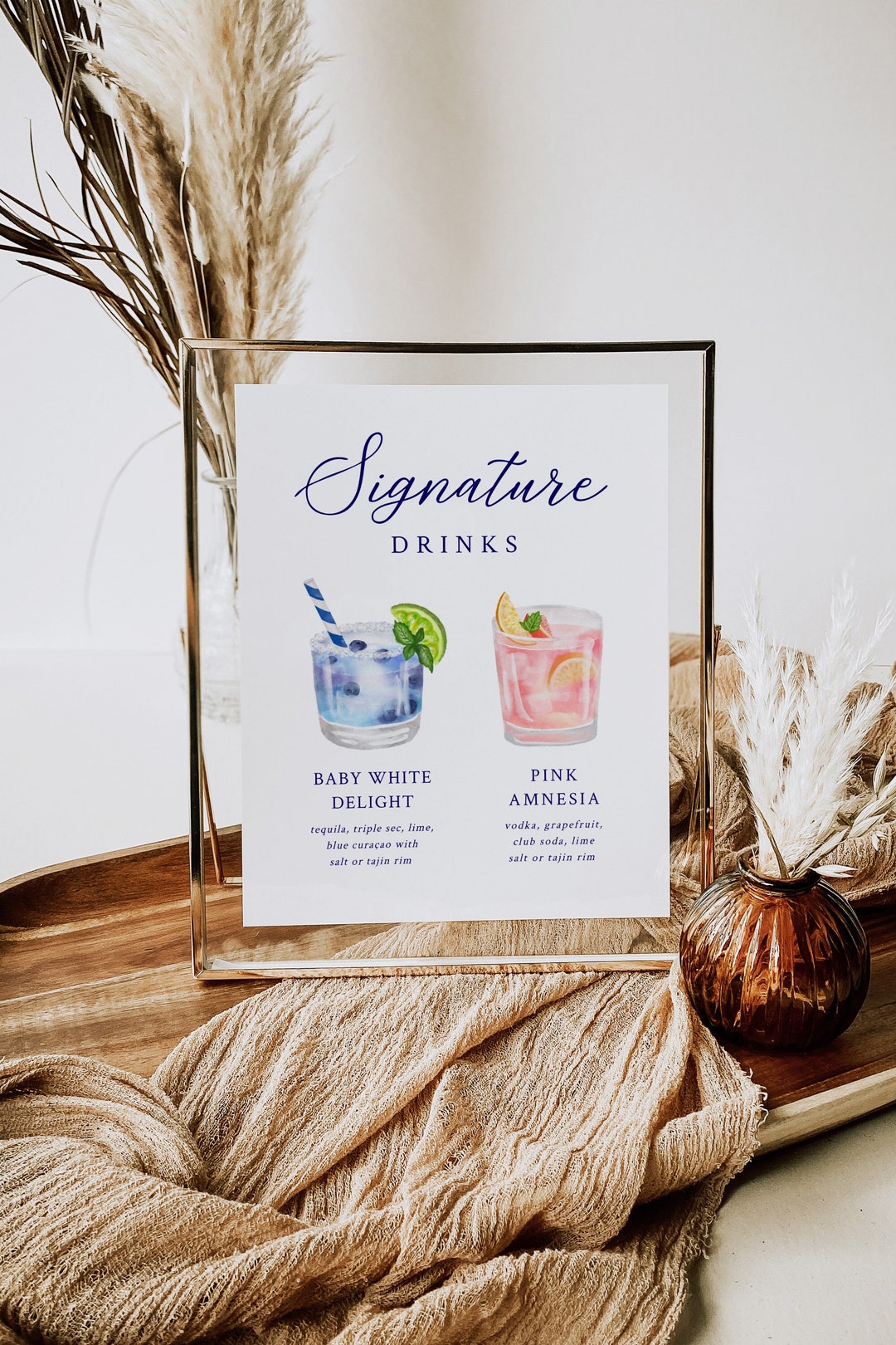 Baby Shower Signature Drink Sign, Pink & Blue Cocktail Menu (digital ...