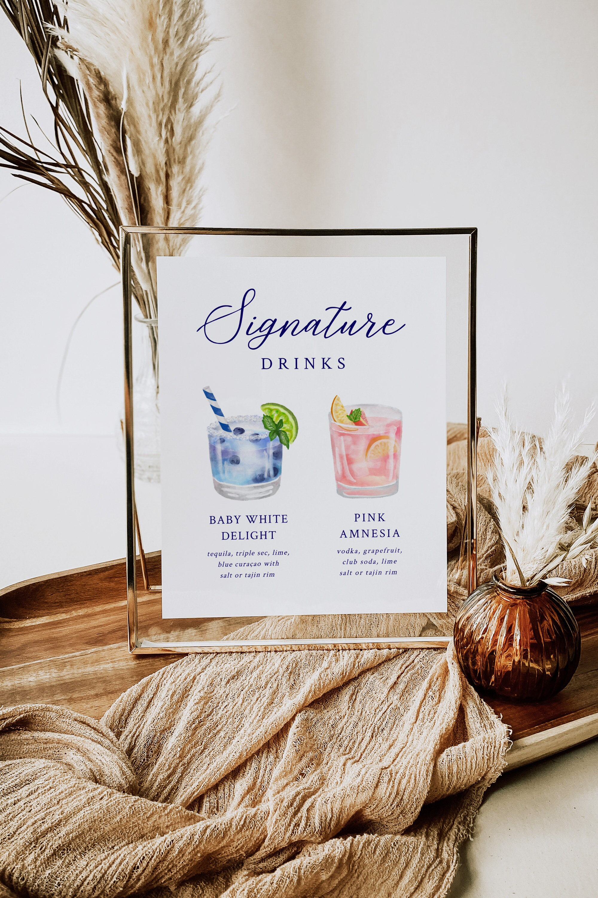 Baby Shower Signature Drink Sign, Pink & Blue Cocktail Menu (digital ...