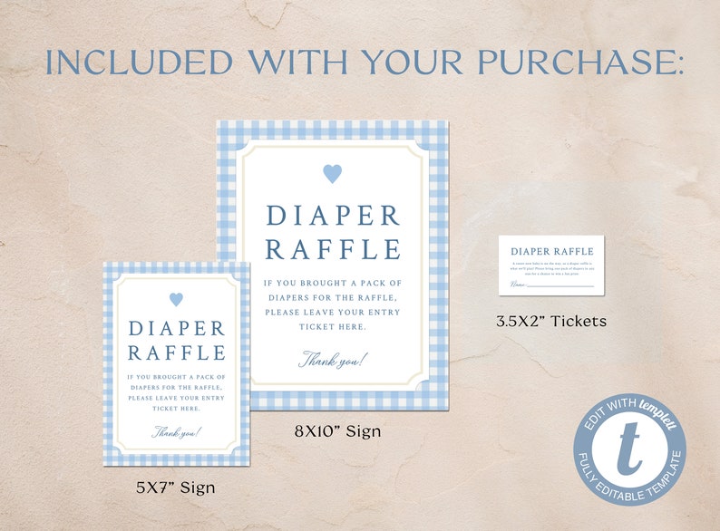 Diaper Raffle Sign Baby Shower Activity | Diaper Raffle Kit for Baby ...