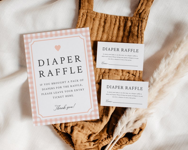 Diaper Raffle Sign & Tickets, Baby Shower Decorations Girl Boho, Fun ...