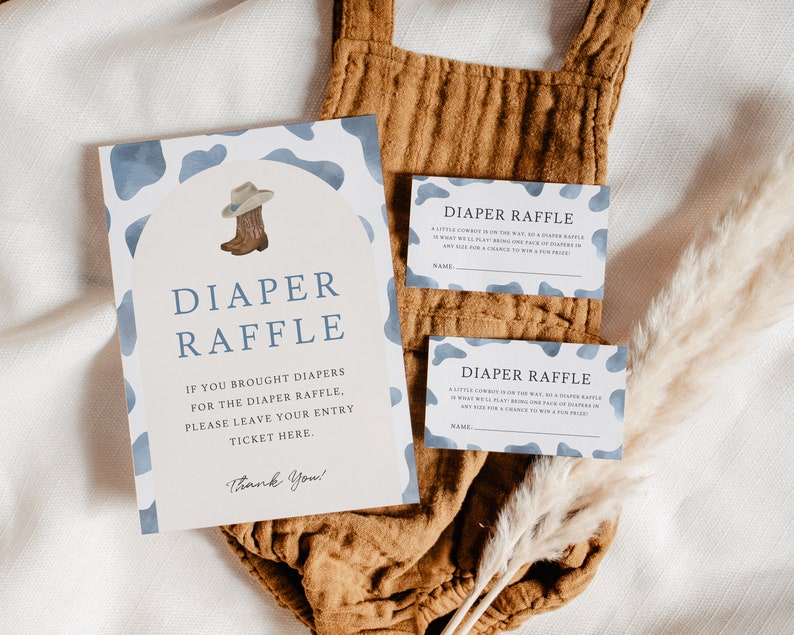 Diaper Raffle Sign Cowboy Baby Shower Activity | Fun Baby Shower Game ...