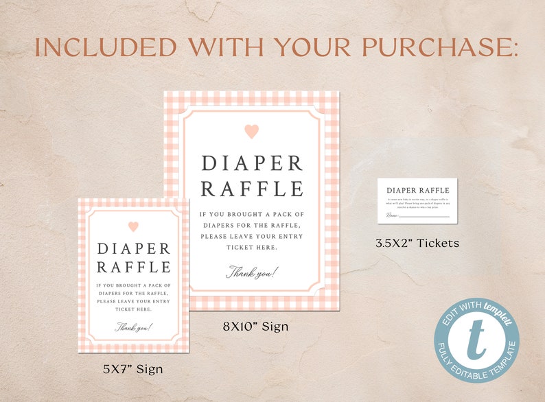 Diaper Raffle Sign & Tickets, Baby Shower Decorations Girl Boho, Fun ...