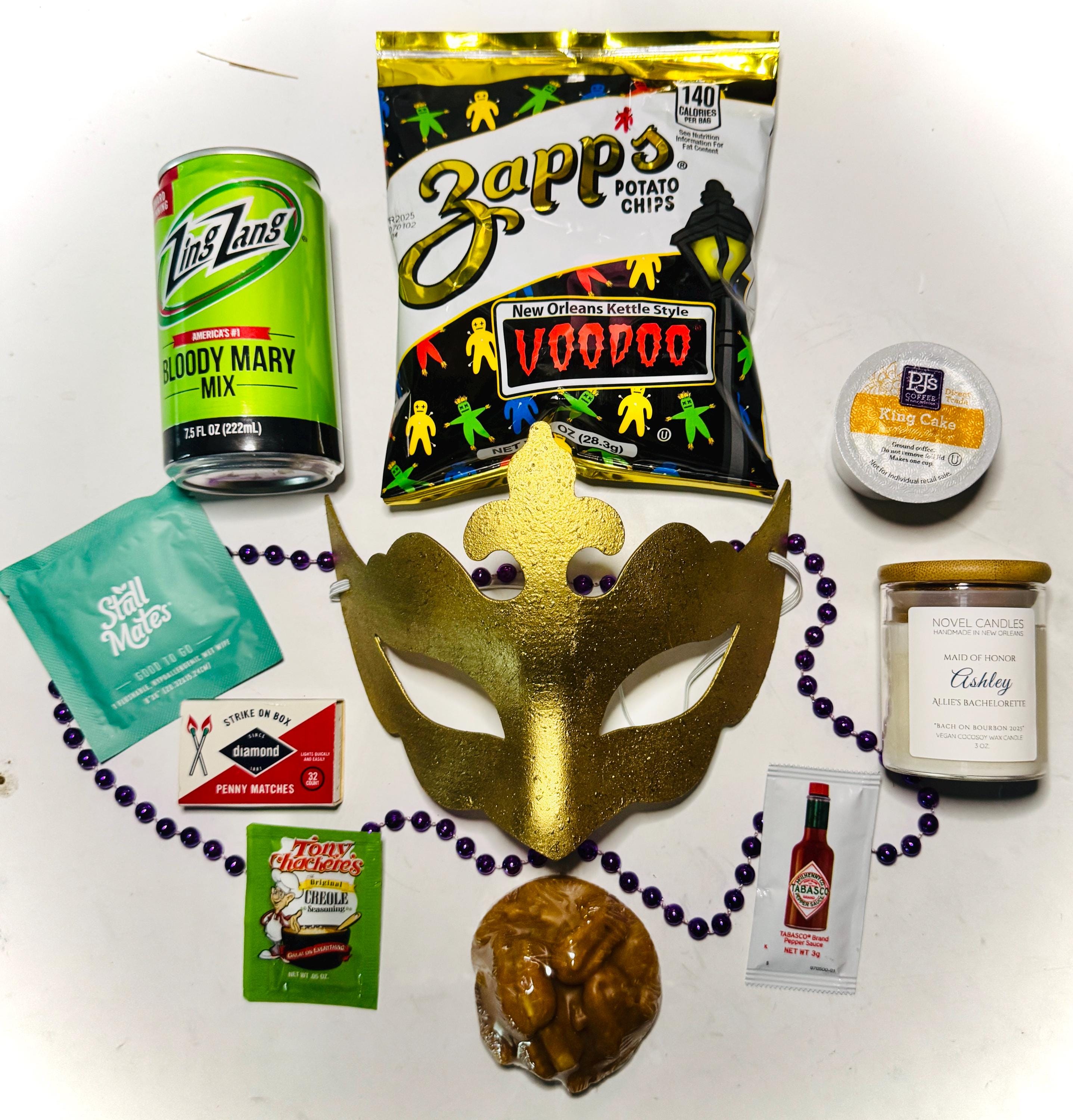Mardi Gras Gift Basket: New Orleans Survival Kit With Masquerade Mask ...