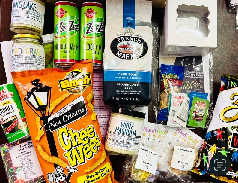 Mardi Gras Gift Basket: New Orleans Survival Kit With Masquerade Mask ...