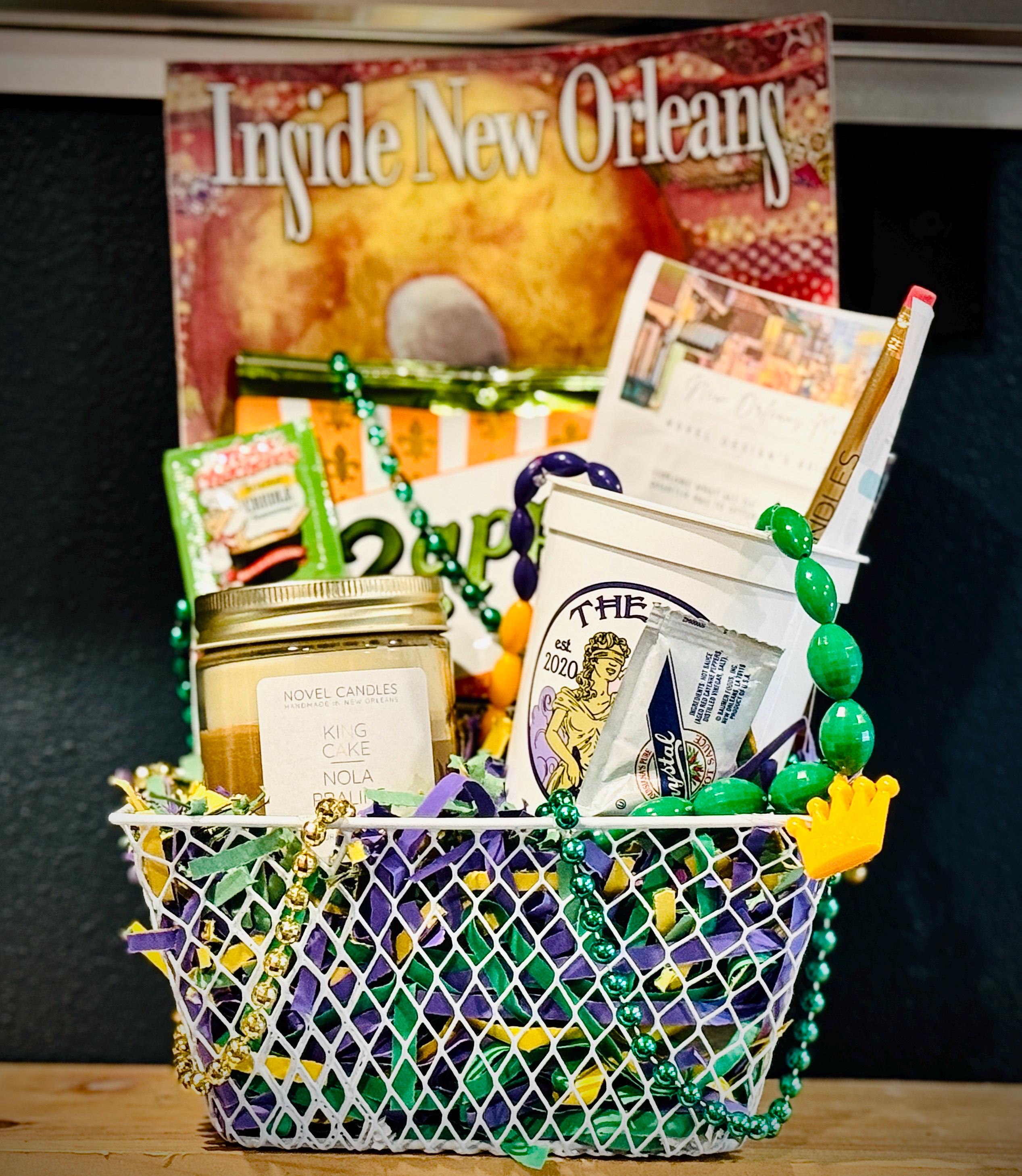 Mardi Gras Gift Basket: New Orleans Survival Kit With Masquerade Mask ...
