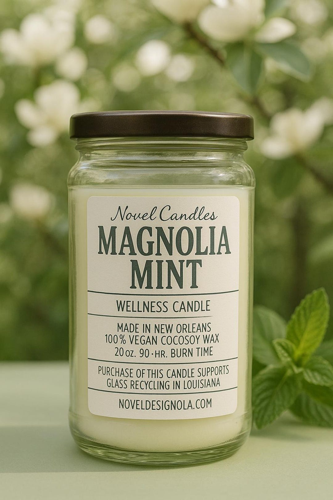 MAGNOLIA MINT Scented Candle — Magnolia & Tea Tree Scent, Louisiana ...
