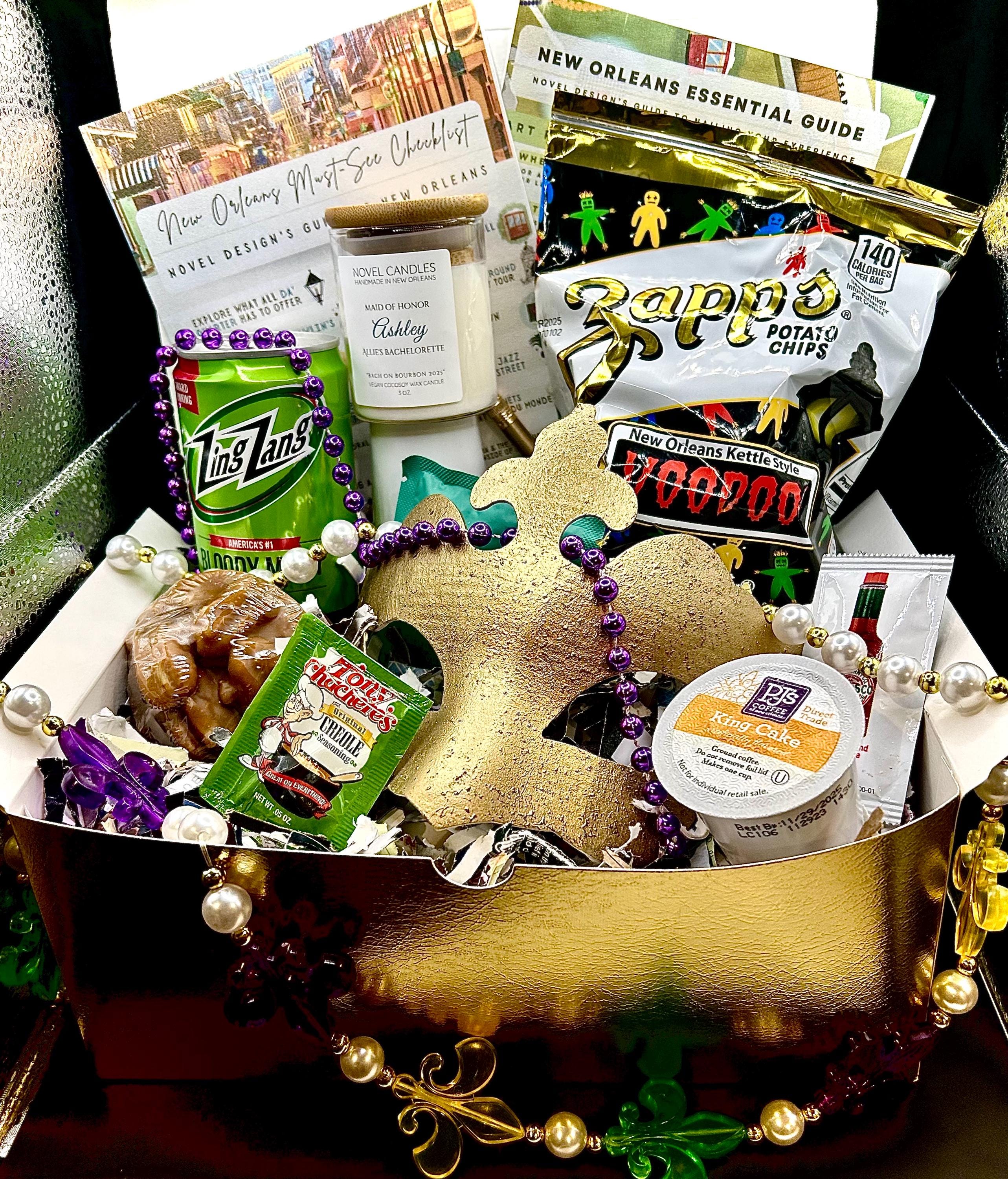 Mardi Gras Gift Basket: New Orleans Survival Kit With Masquerade Mask ...
