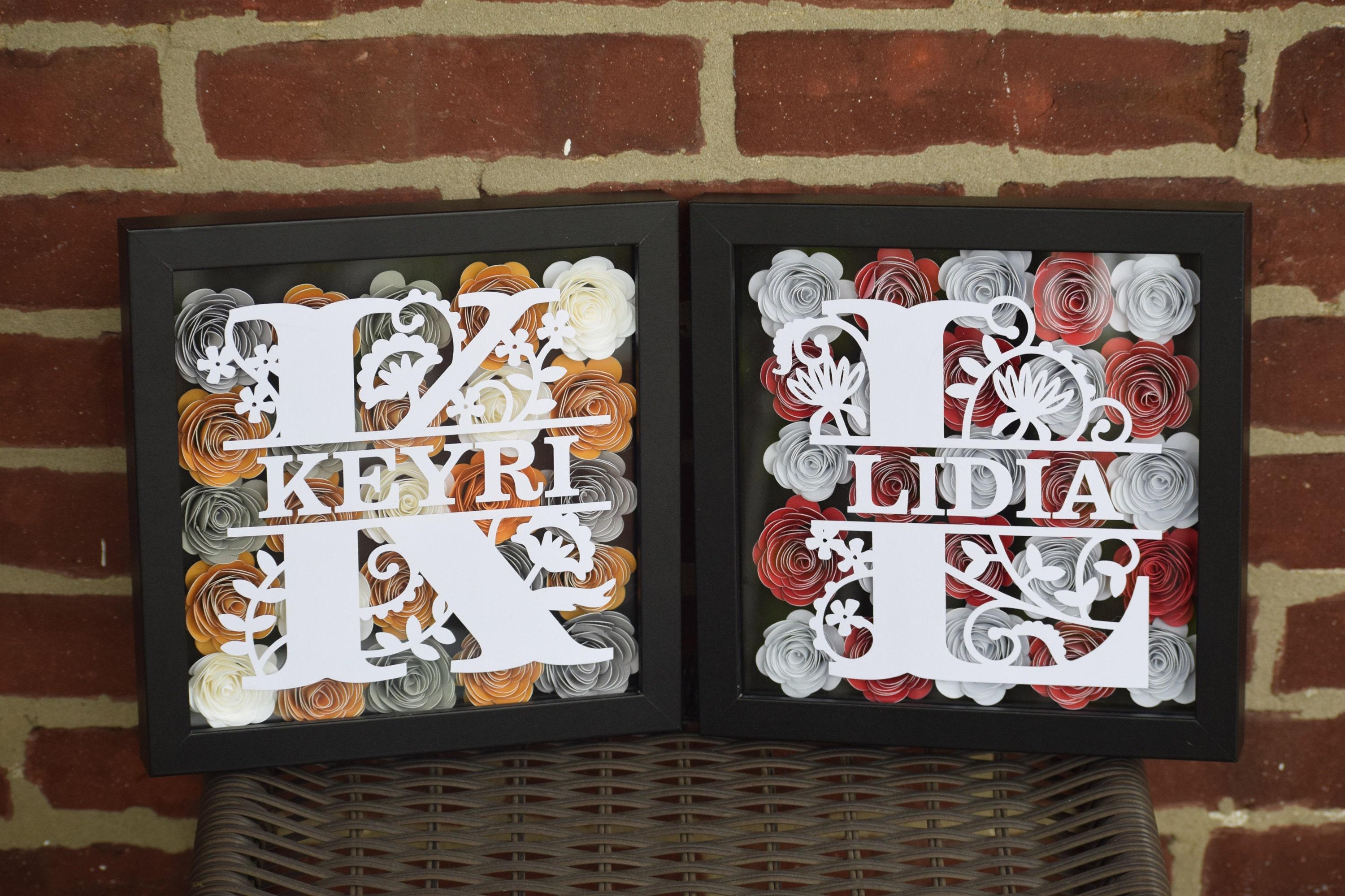 Custom Floral Monogram Shadow Box - Etsy