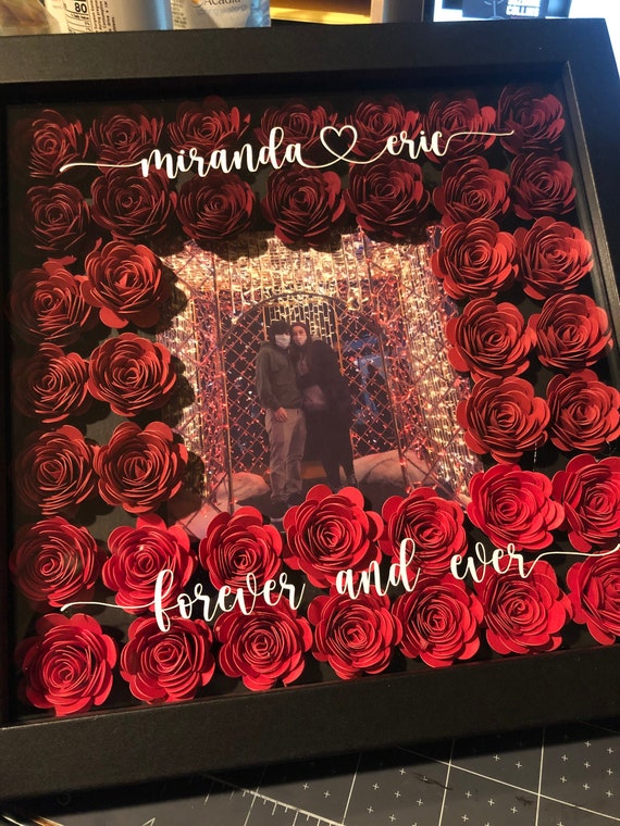 Couples Customizable Flower Shadow Box for Valentine's Day | Etsy