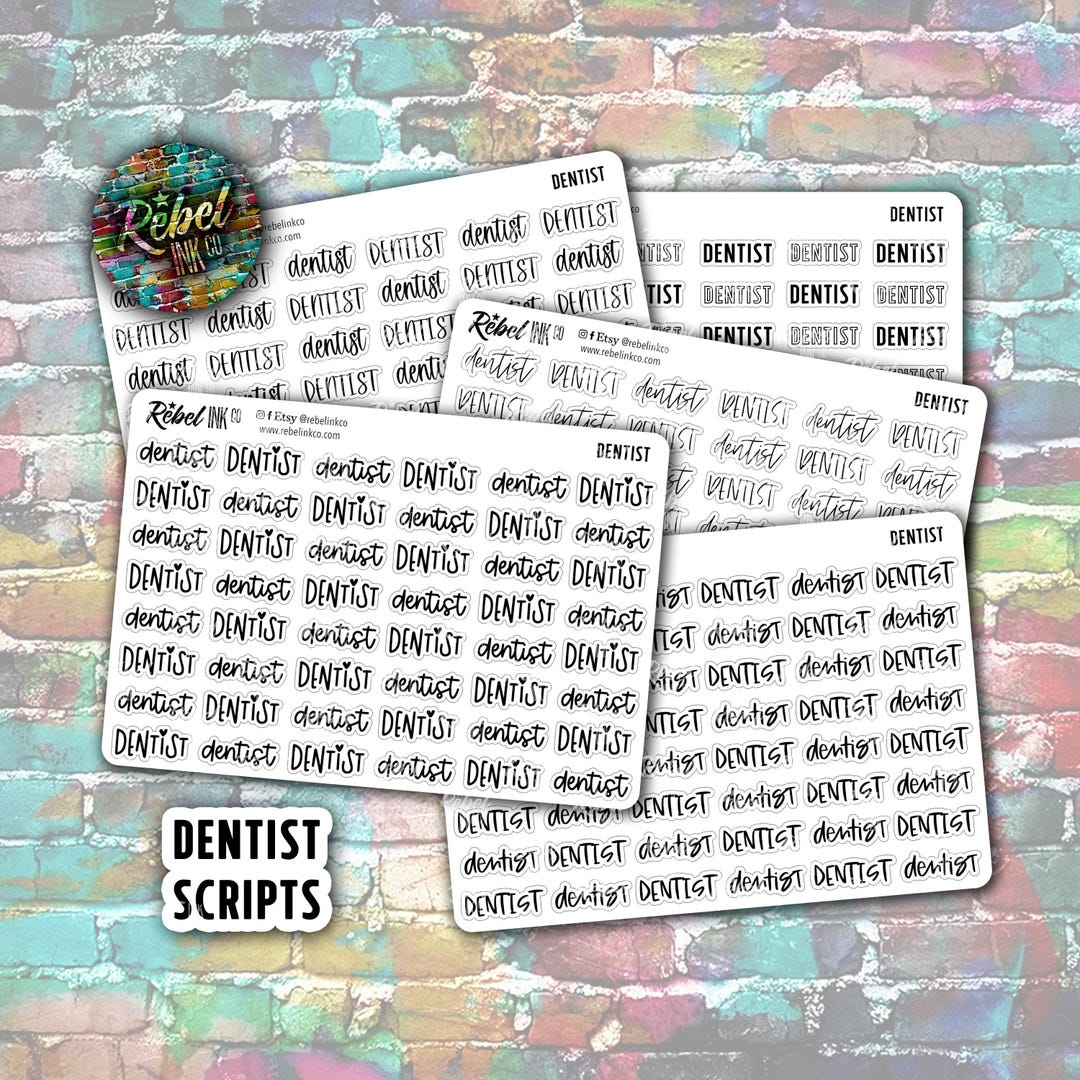 Dentist Script Stickers Script Planner Stickers Lettered Labels for ...