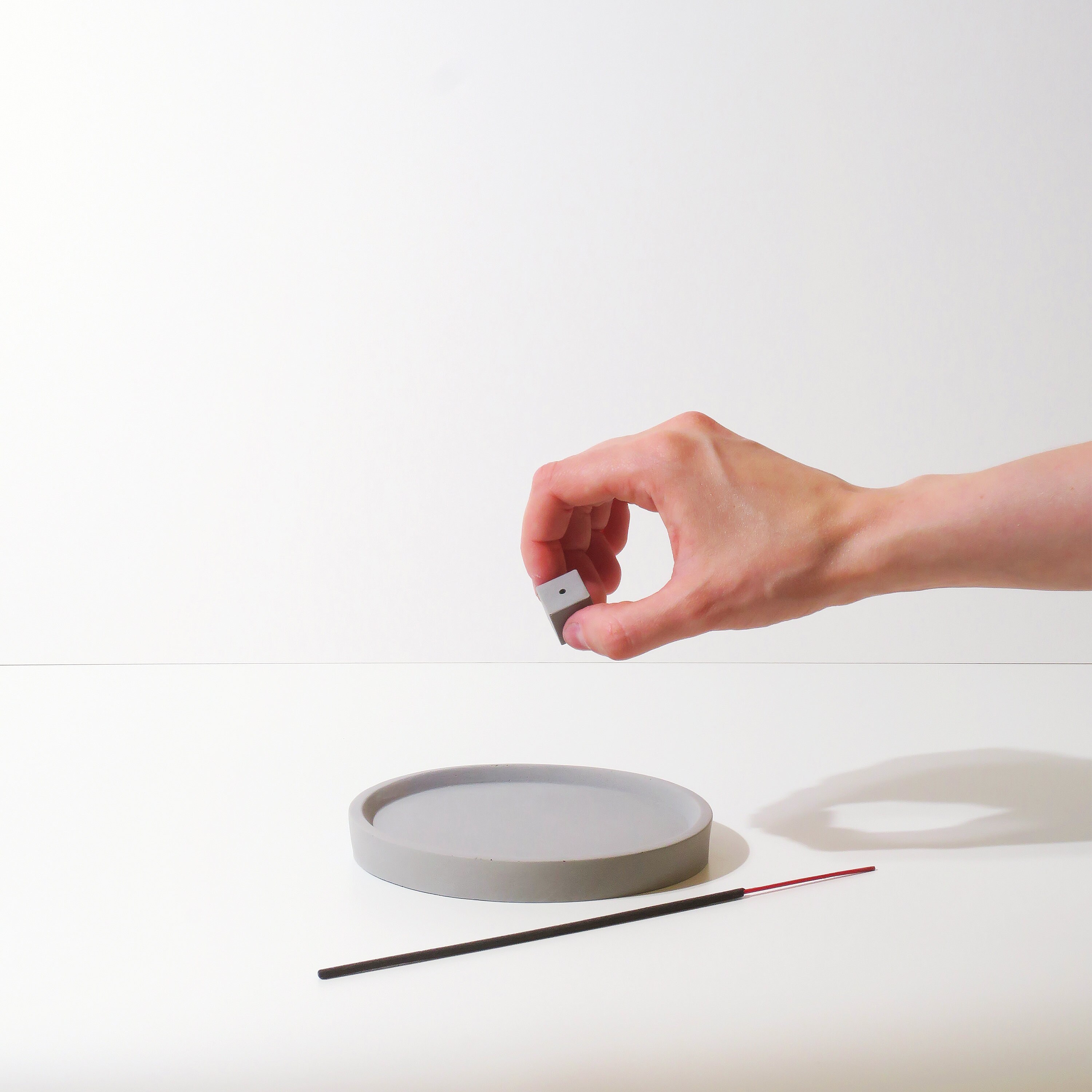 Round Concrete Incense Holder With Cube Nordic Vertical | Etsy