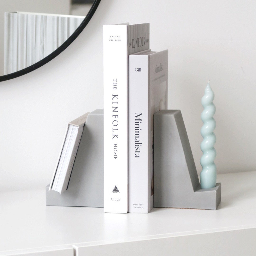 Minimalist Concrete Bookends Unique Industrial Concrete Bookends ...