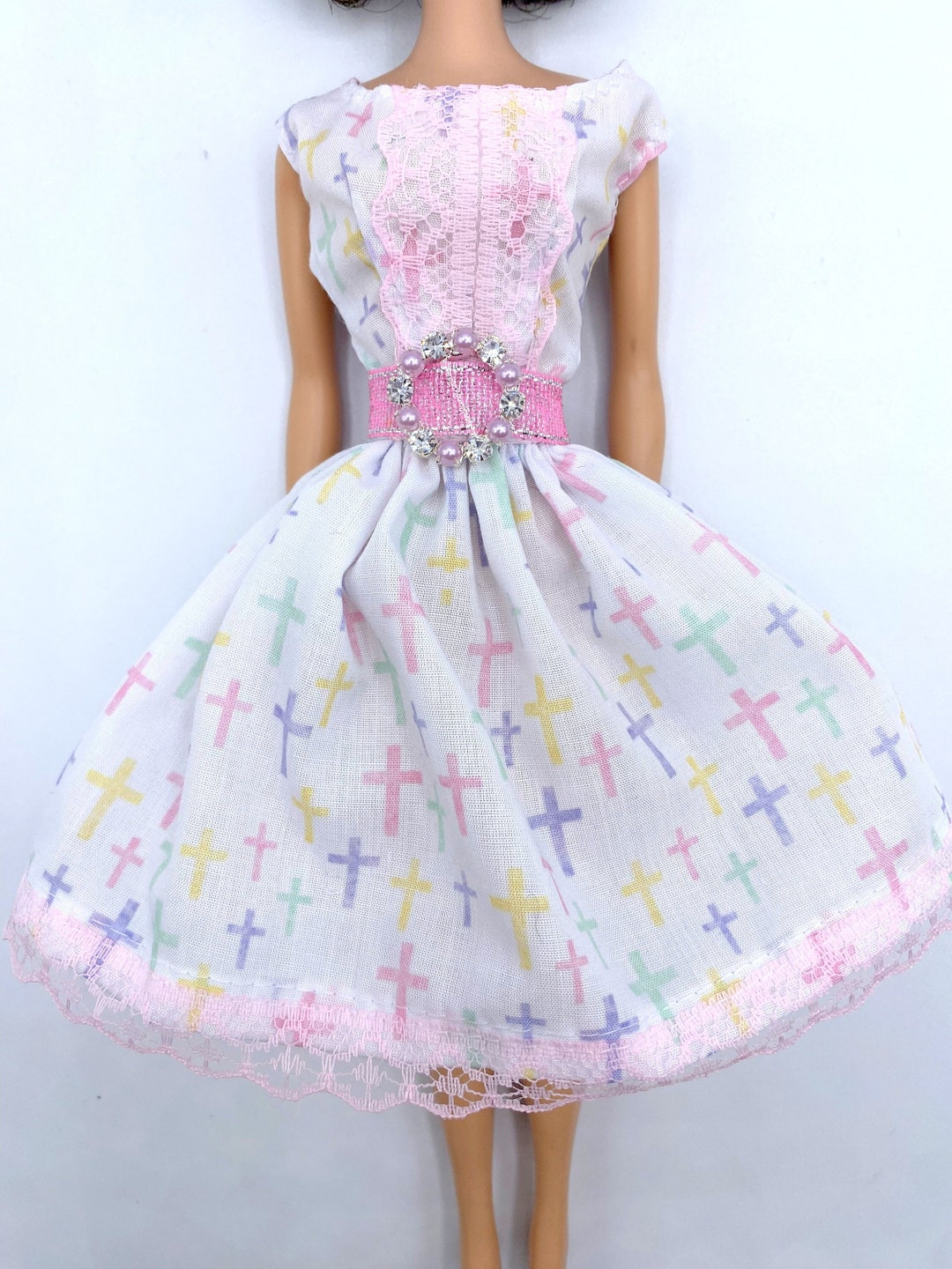OOAK Handmade Dress Fits Barbie 12 Vintage Silkstone Doll Belted Dress ...