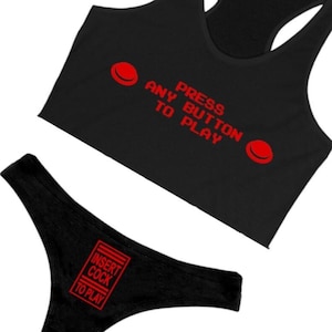 Arcade Gamer Lingerie Video Game Crop Top Thong Nerd Outfit - Etsy