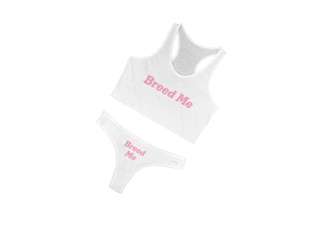 Glitter Breed Me Lingerie Set Ddlg Breeding Crop Top Thong Panties