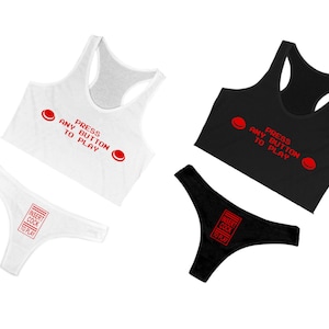 Arcade Gamer Lingerie Video Game Crop Top Thong Nerd Outfit - Etsy