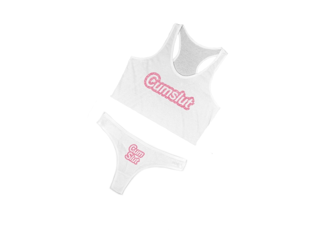 Cumslut Glitter Lingerie Set Slutty Clothing Bimbo Shirt Crop Top Thong Pajama Outfit - Etsy