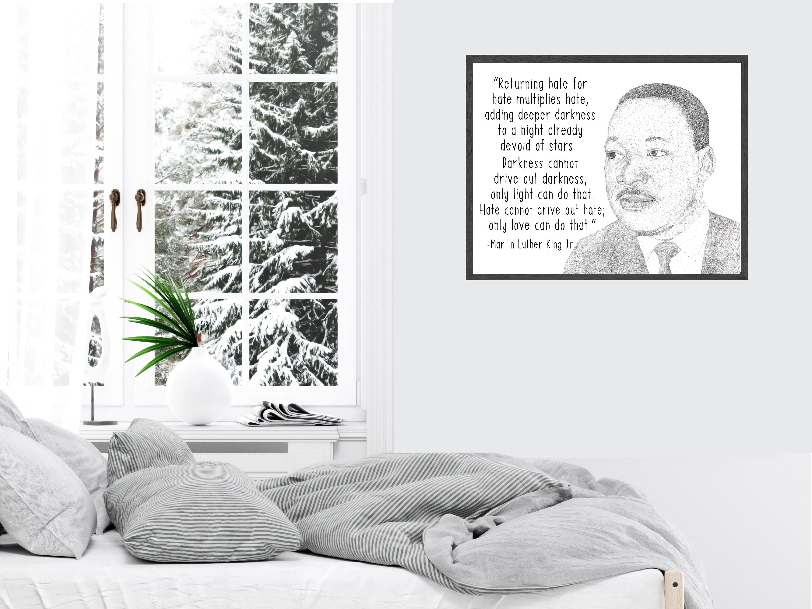Martin Luther King Jr. Quote, Mlk Art, MLK Jr. Pen and Ink Drawing ...