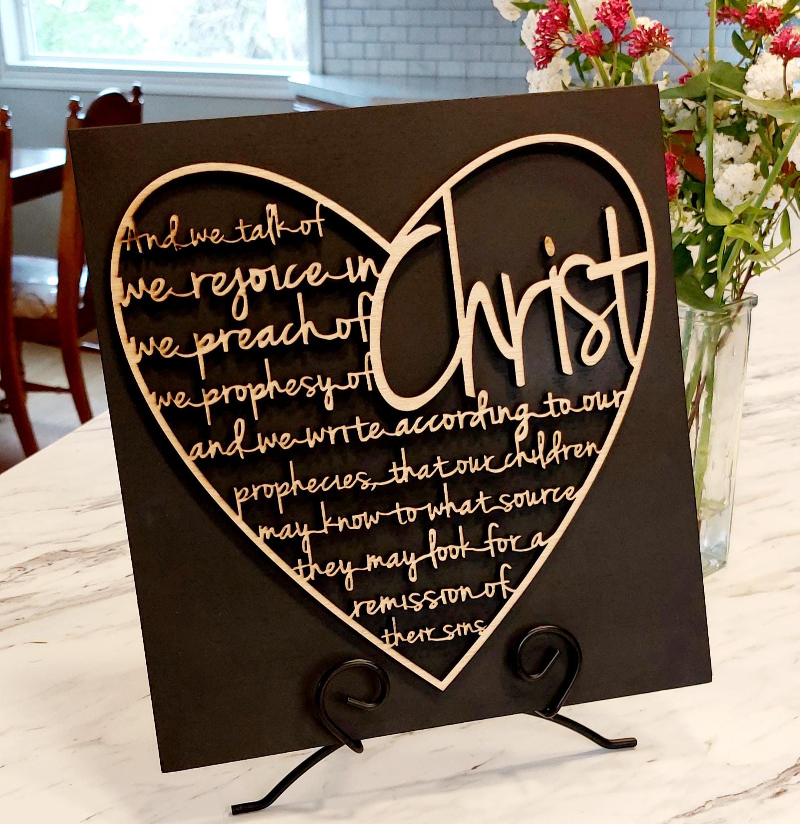Christ-centered LDS Wooden Plaque | 2 Nephi 25:26 Heart-shaped Wall Art ...