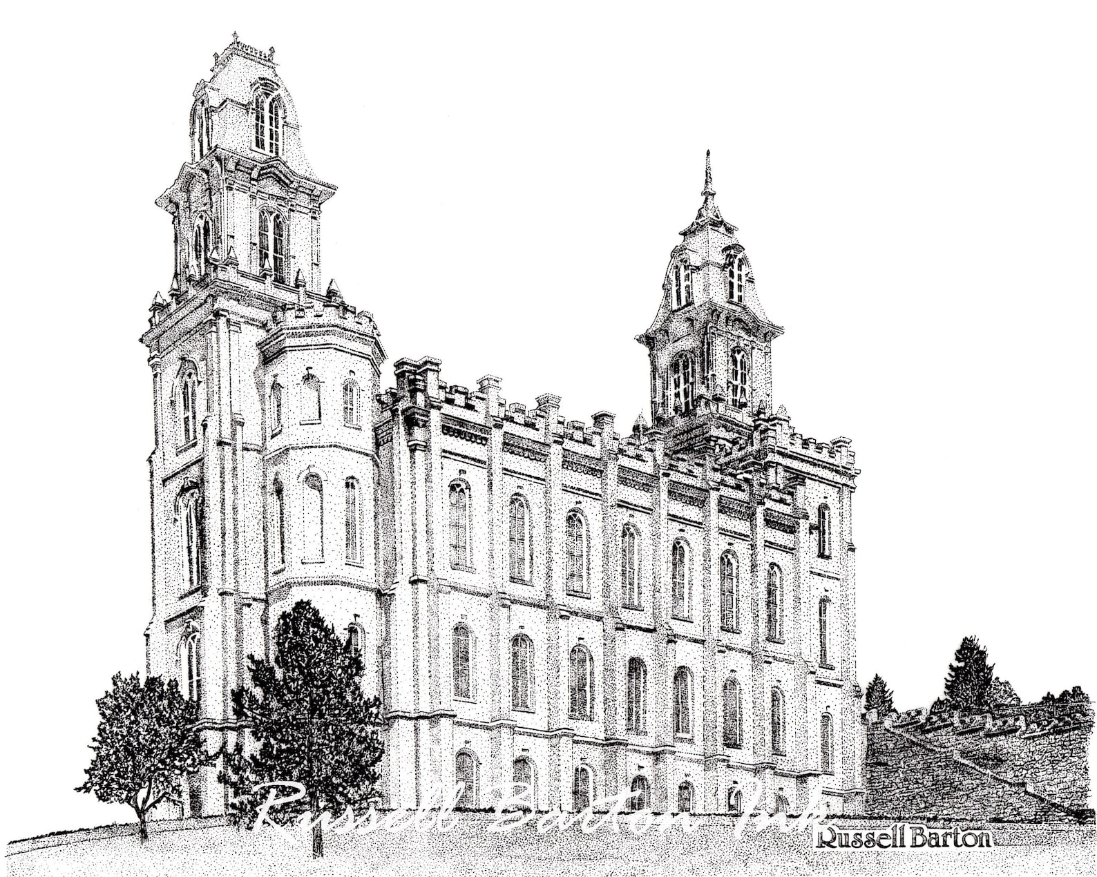 LDS Manti Temple Digital Download, LDS Art Stipple Drawing - Etsy
