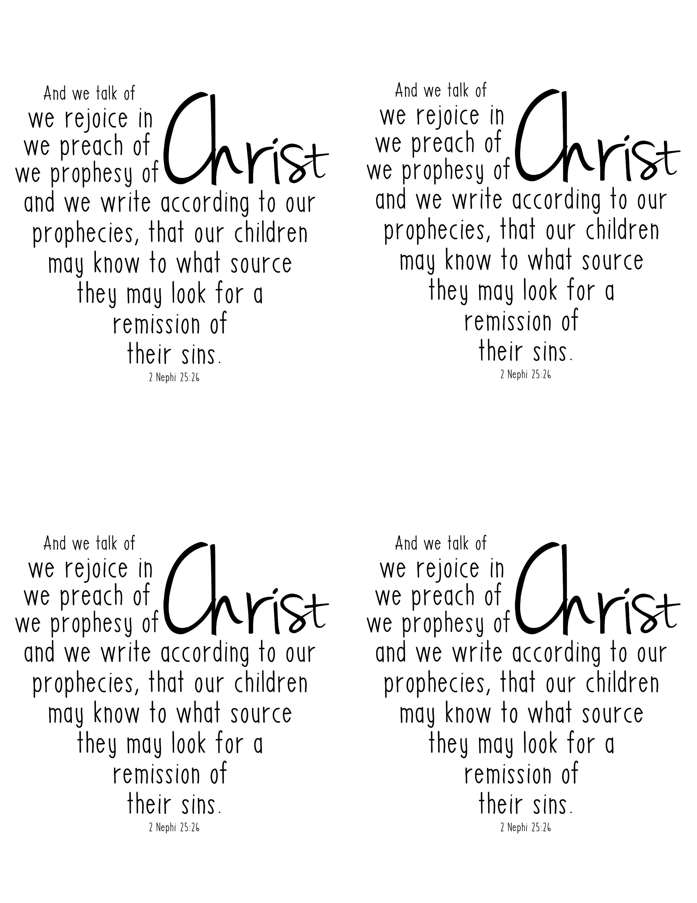 LDS Scripture Art: 'we Talk of Christ' Printable Card (PDF Download) - Etsy