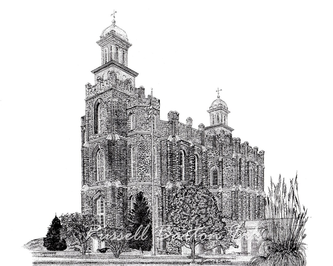 LDS Logan Temple Stipple Drawing - Etsy