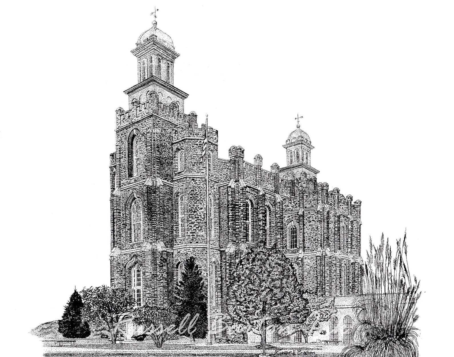 LDS Logan Temple Stipple Drawing Digital Download Print, LDS Art - Etsy