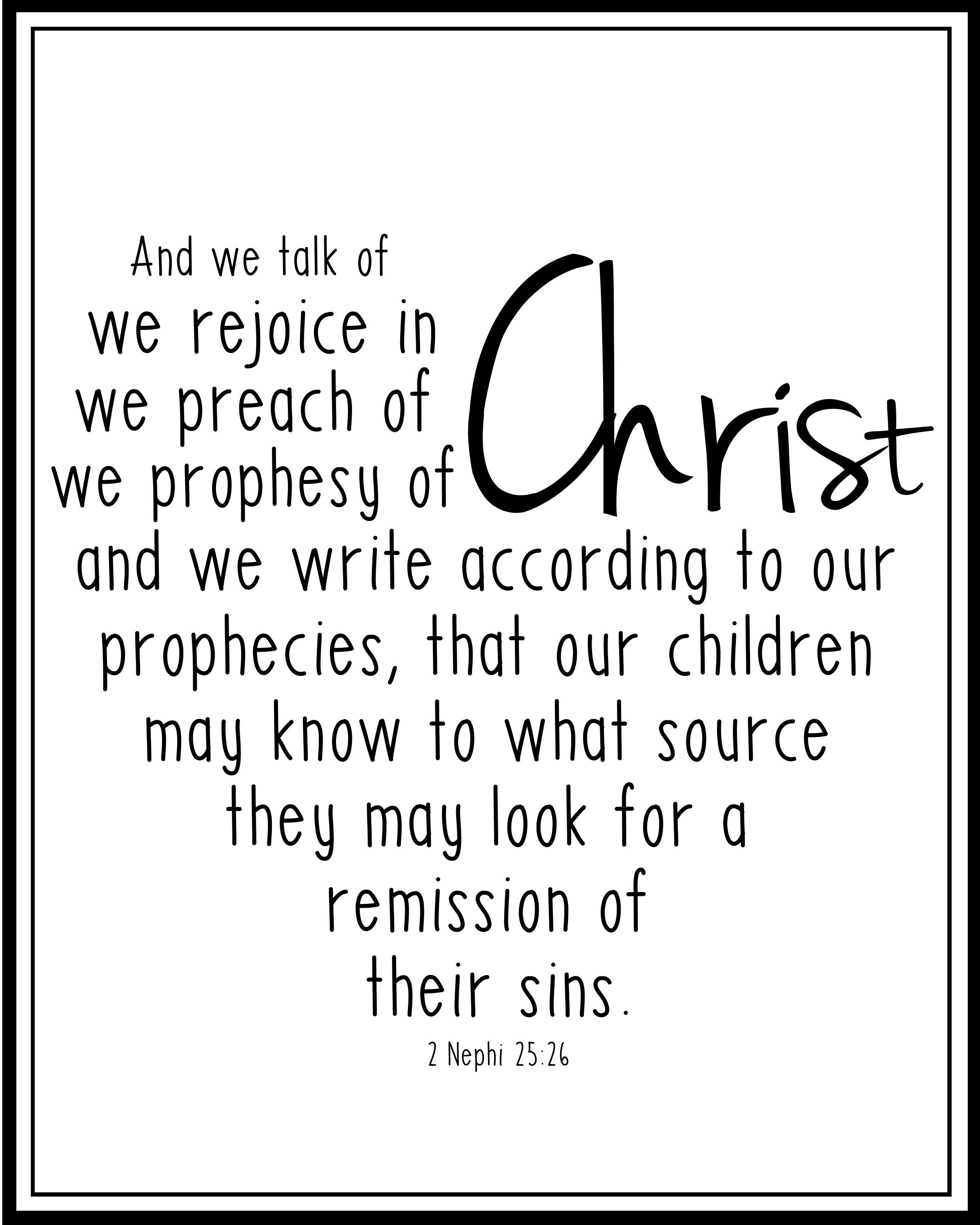LDS Printable, Book of Mormon Scripture Cards, We Talk of Christ ...