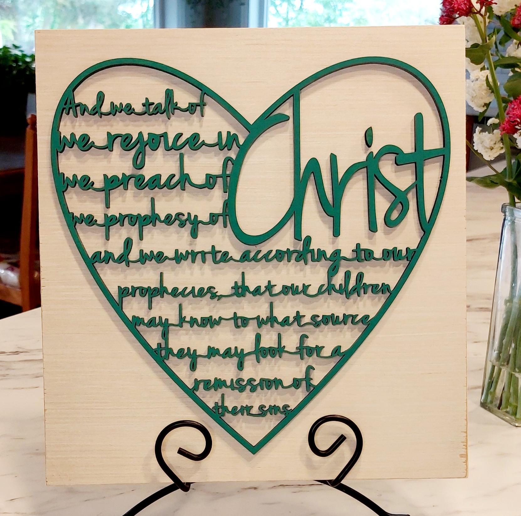 Christ-centered LDS Wooden Plaque | 2 Nephi 25:26 Heart-shaped Wall Art ...