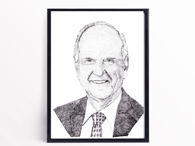 Russell M. Nelson Stipple Drawing, President Nelson, Digital Download ...