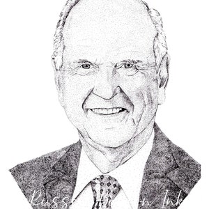 Russell M. Nelson Stipple Drawing, President Nelson, Digital Download ...