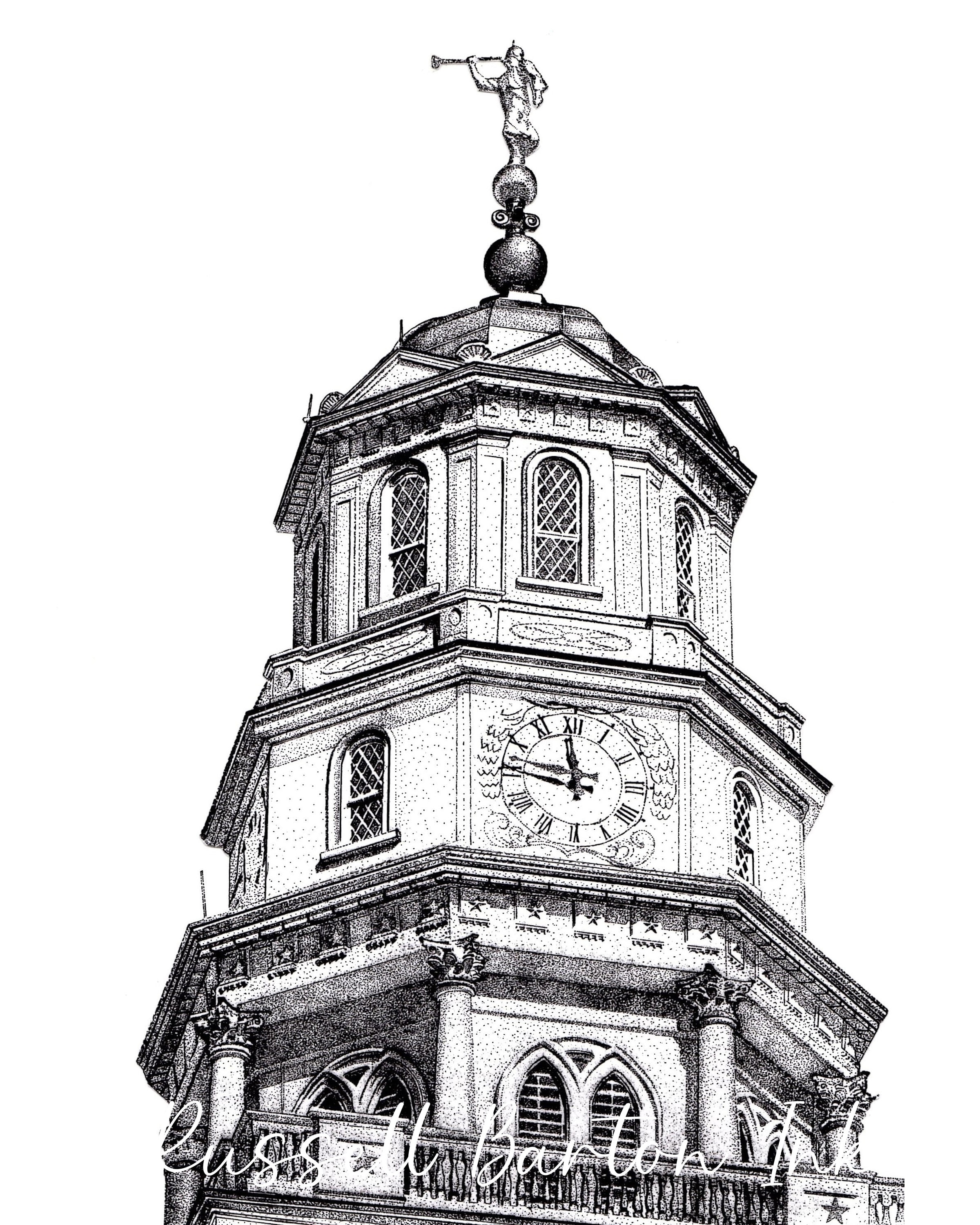 Nauvoo Temple Spire Art: Stipple Drawing Print - Etsy