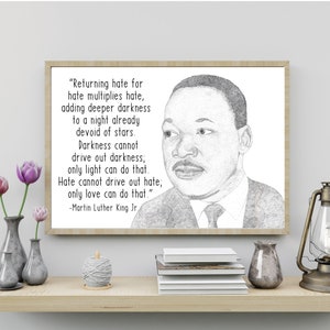 Martin Luther King Jr. Quote, Mlk Art, MLK Jr. Pen and Ink Drawing ...