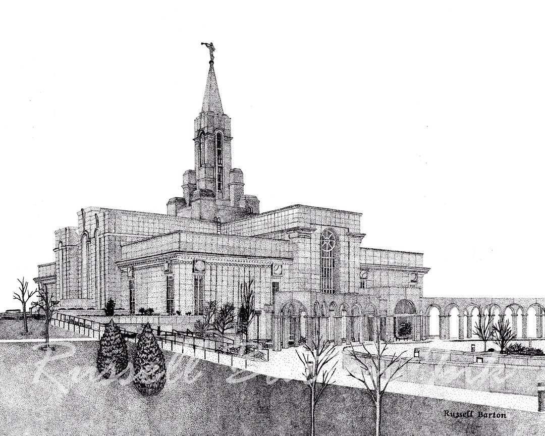 LDS Bountiful Temple Stipple Drawing - Etsy
