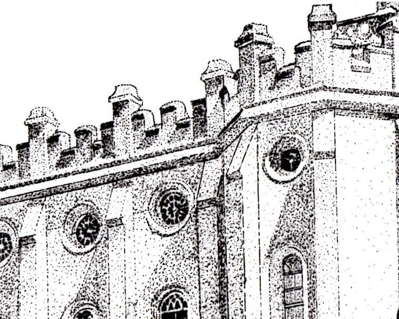LDS St. George Temple Stipple Drawing Digital Download, LDS Art - Etsy