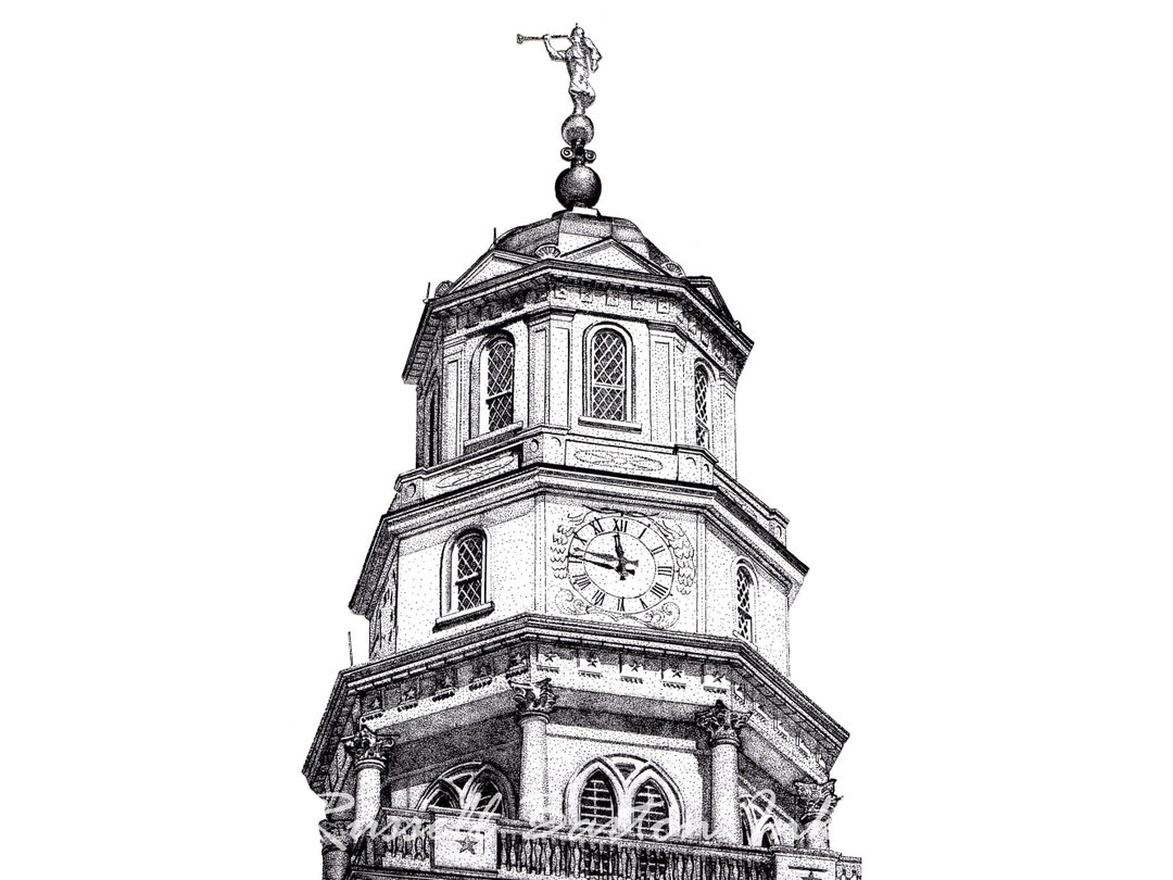 Nauvoo Temple Spire Art: Stipple Drawing Print - Etsy