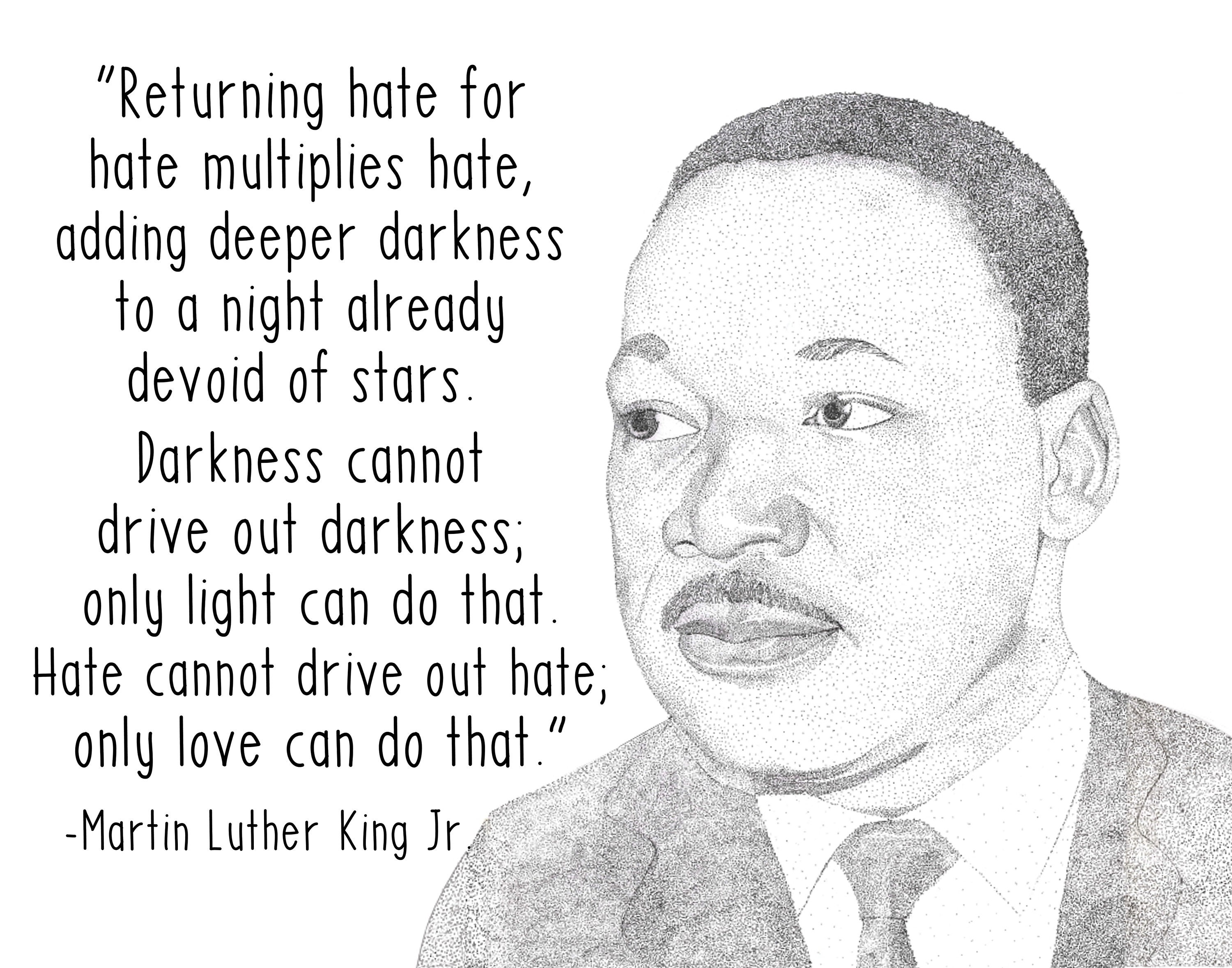 Martin Luther King Jr. Quote, Mlk Art, MLK Jr. Pen and Ink Drawing ...