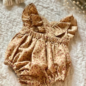 Baby Bloomer Romper, Baby Ruffle Romper, Girl Clothes, Floral Romper ...