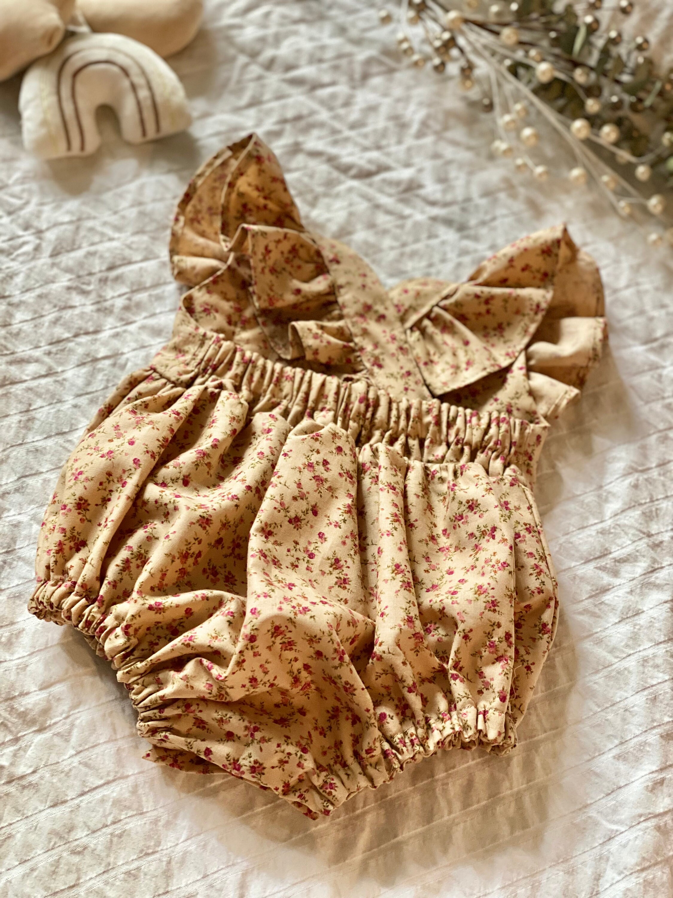 Baby Bloomer Romper, Baby Ruffle Romper, Girl Clothes, Floral Romper ...