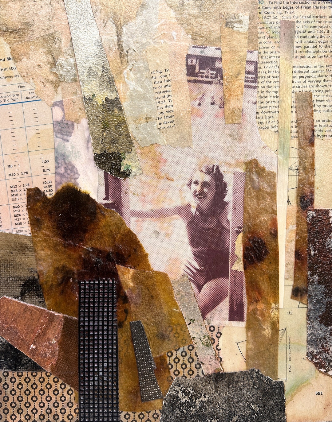 Miracle Healing - Collage Painting With Vintage Girl Picture & Pink ...