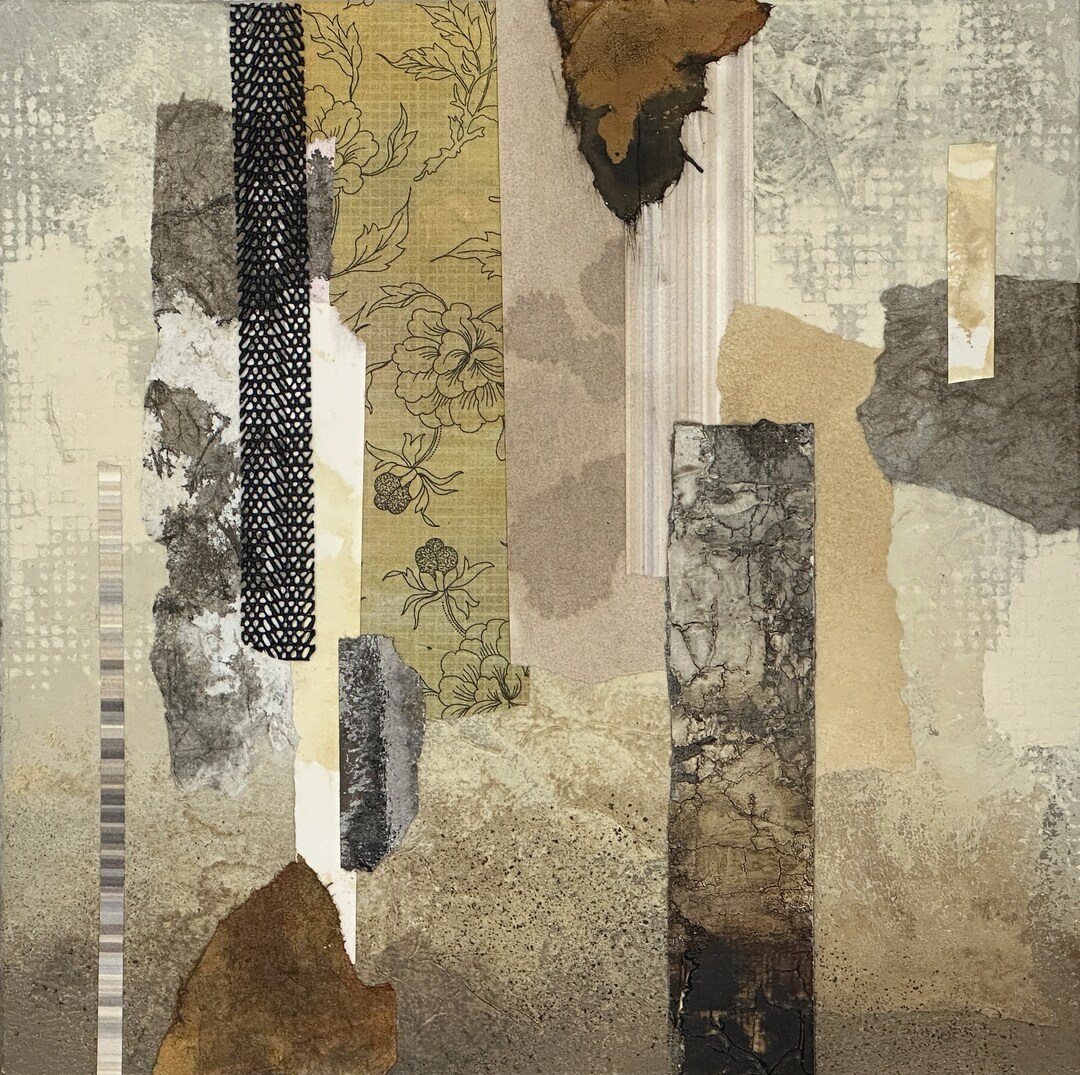 Time & Hope - Abstract Collage Painting on Gallery Canvas With Textures ...