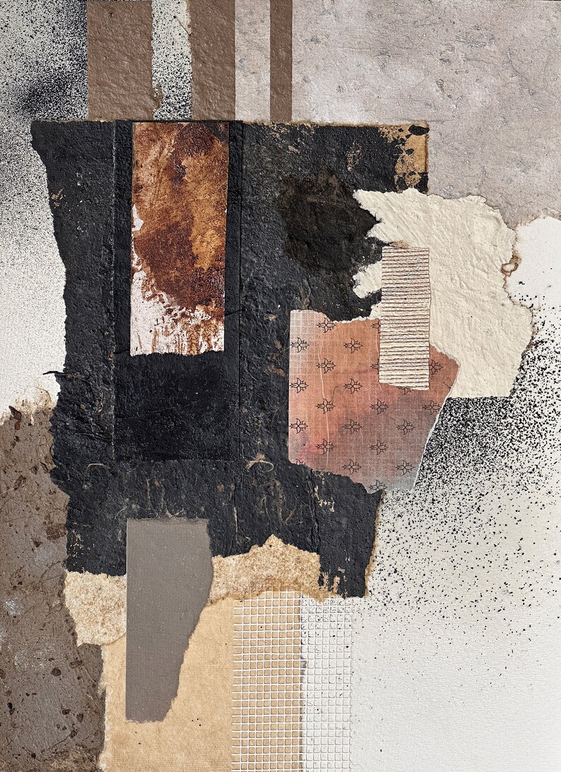 Material 06 - Abstract Collage Painting With Neutral Tones & Rough ...
