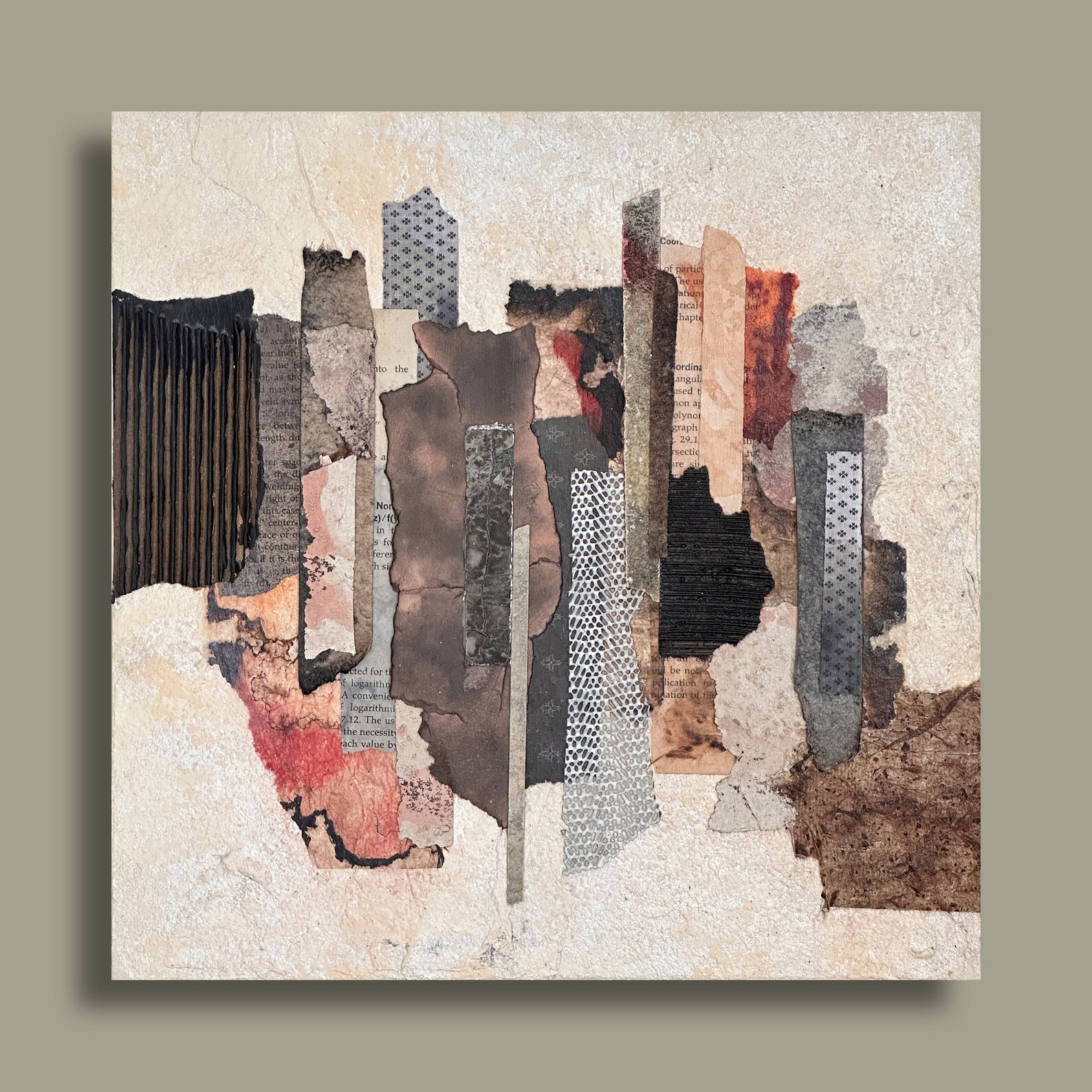 Fragments of Living Abstract Collage Painting With Dark Warm Neutrals ...